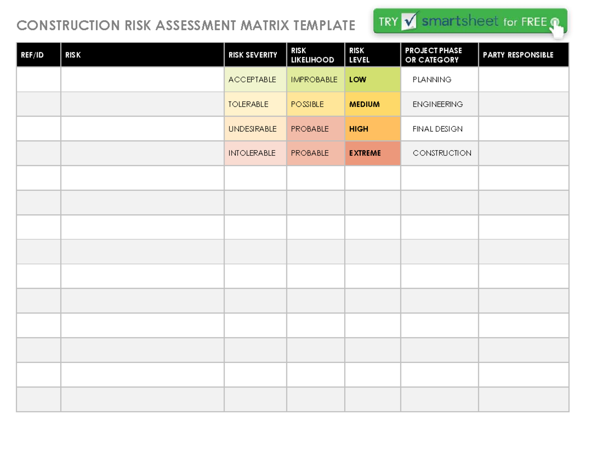 IC-Construction-Risk-Assessment-Matrix-Template-8849 Guide - Studocu