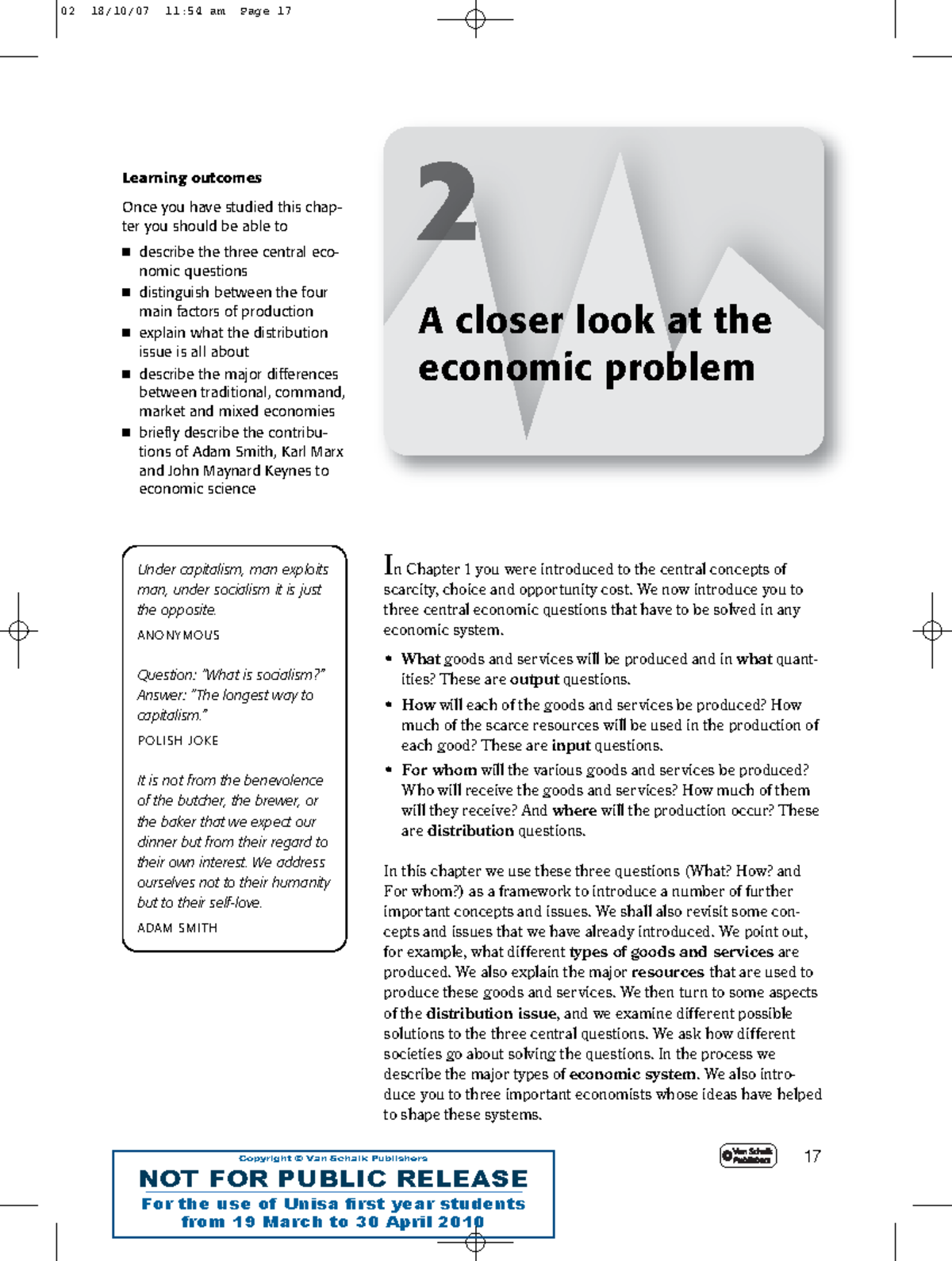Economics-02 - Notes - 2 A closer look at the economic problem In ...