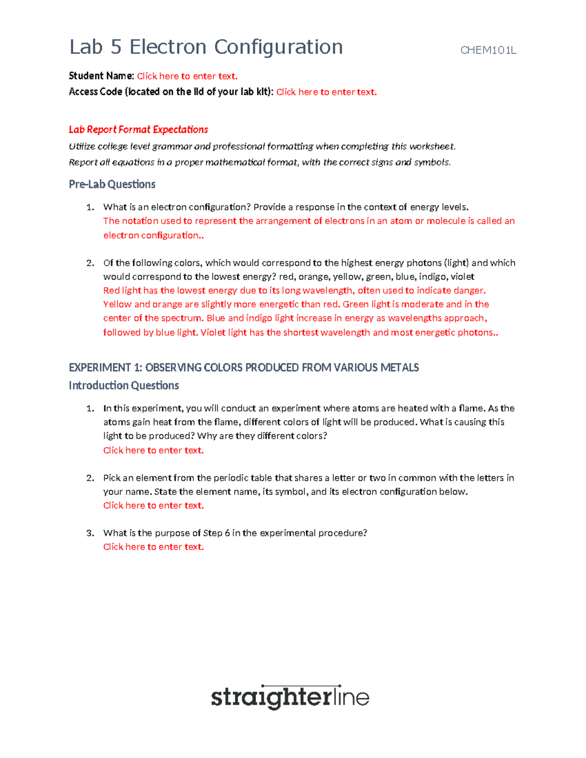 CHEM101L Lab 5 - Exploring Electron Configurations and Color Production ...