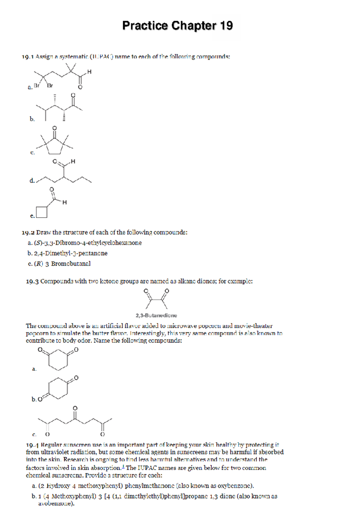 Practice Chapter 19 - IUPAC Naming and Mechanisms Notes - Studocu