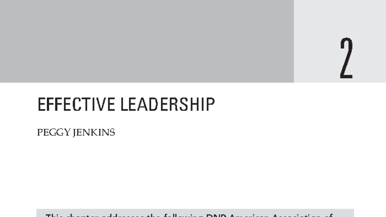 DNP 2: Effective Leadership in Nursing and Healthcare Systems - Studocu
