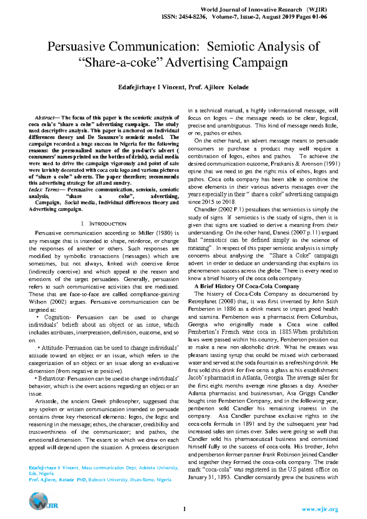 Persuasive Communication: Semiotic Analysis of Coca-Cola's Advertising ...