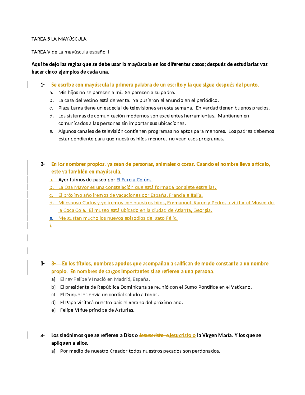 Tarea 5: Uso de Mayúsculas en Español I - Studocu
