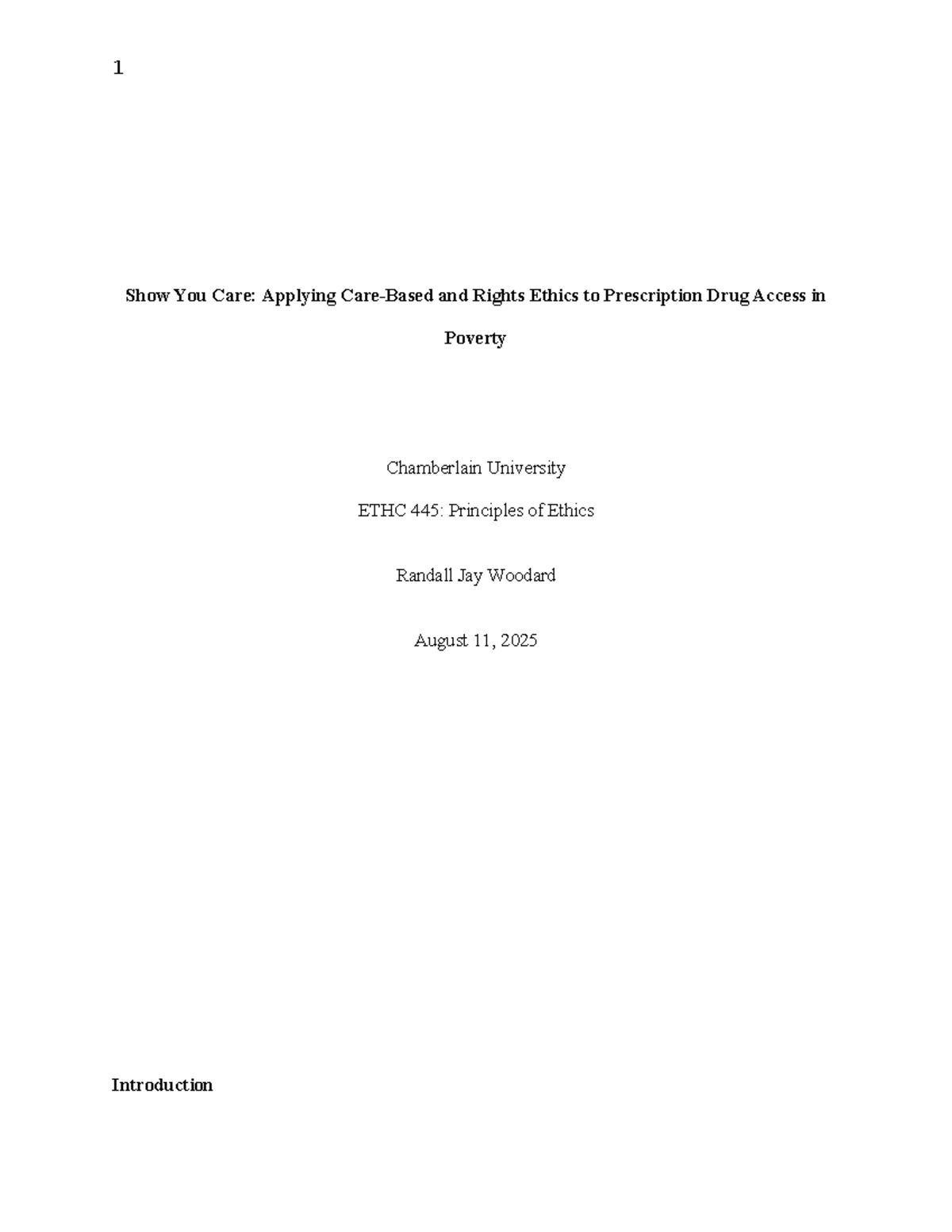 ETHC 445: Rights Ethics & Prescription Drug Access in Poverty - Studocu
