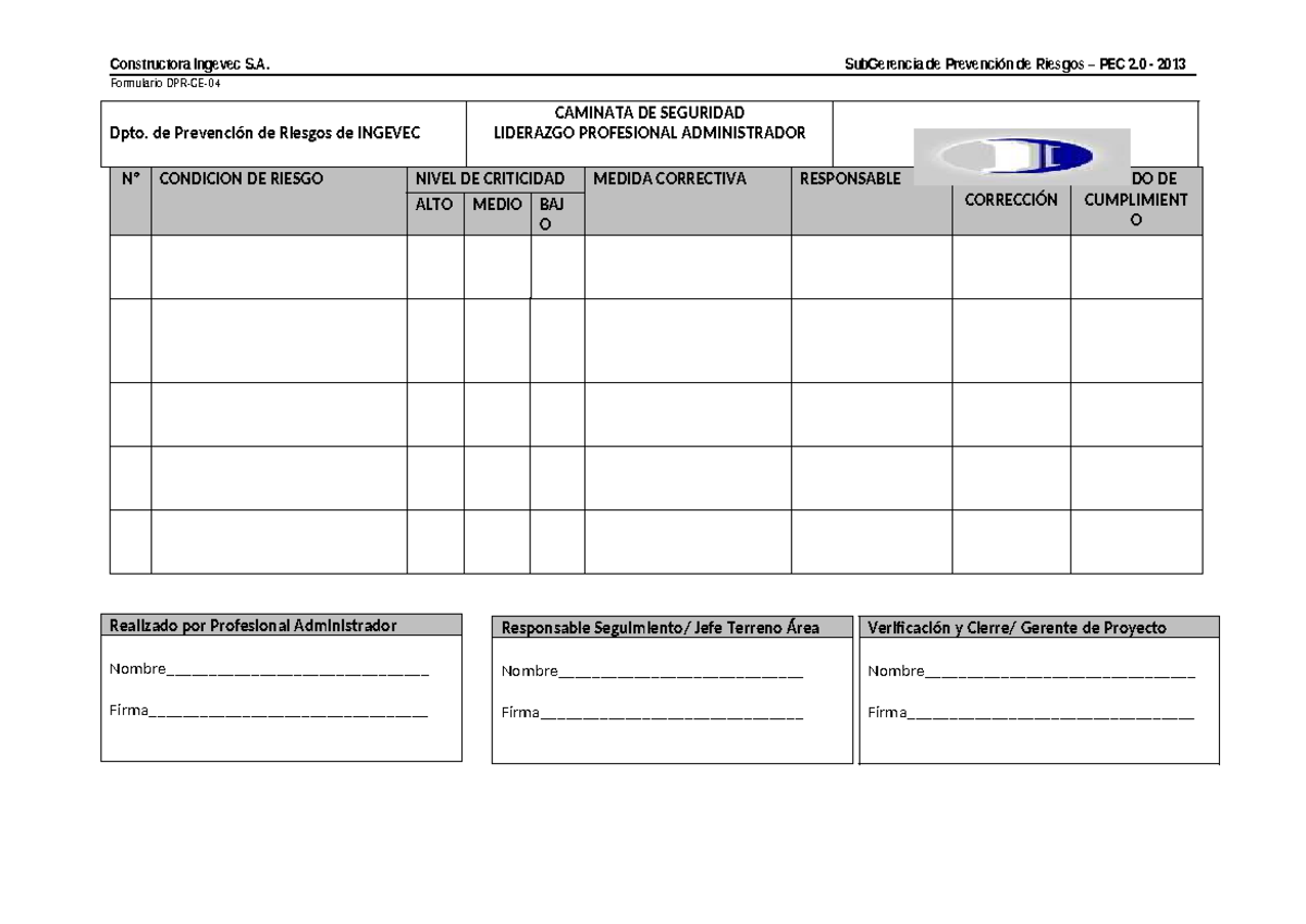 DPR CE 04 Caminata Prof. Administrador - Constructora Ingevec S ...