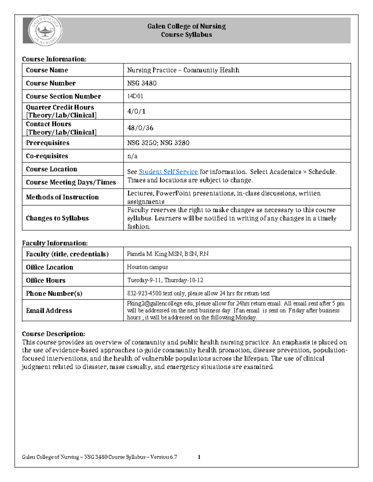 NSG 3480 Community Health Nursing Course Syllabus - Winter 2025 - Studocu