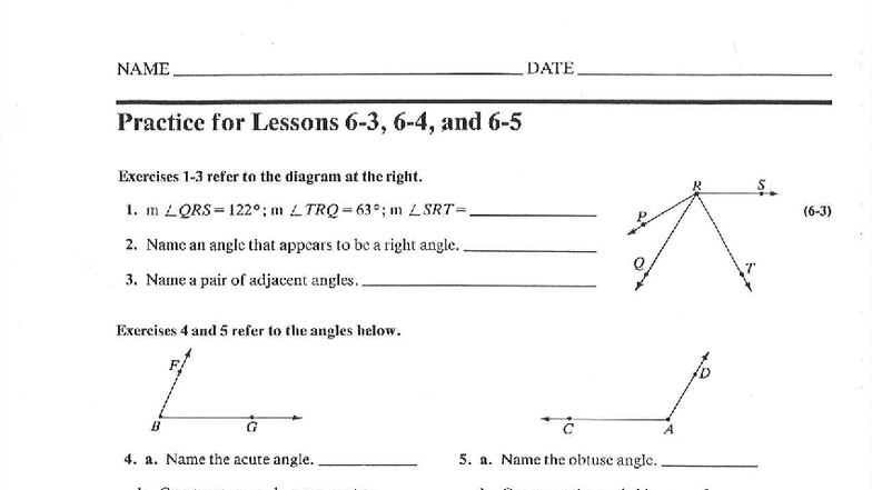 MATH 2 Practice Exercises on Angles and Their Properties - Studocu
