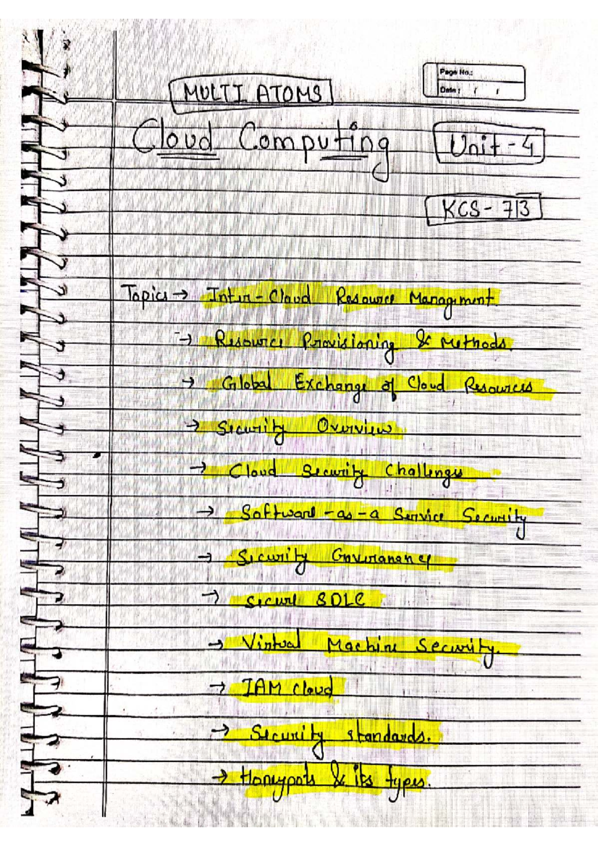 CC-4&5 Cloud Computing Notes: Resource Management & Security Overview ...