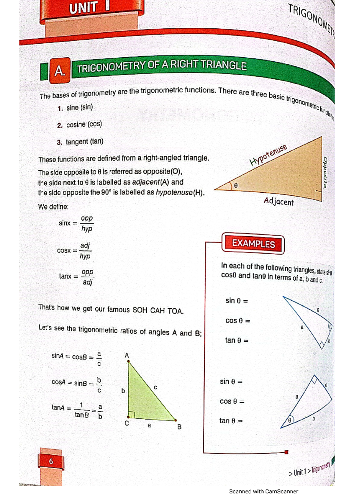 Trigonometry Unit: Understanding Right Triangle Functions and ...