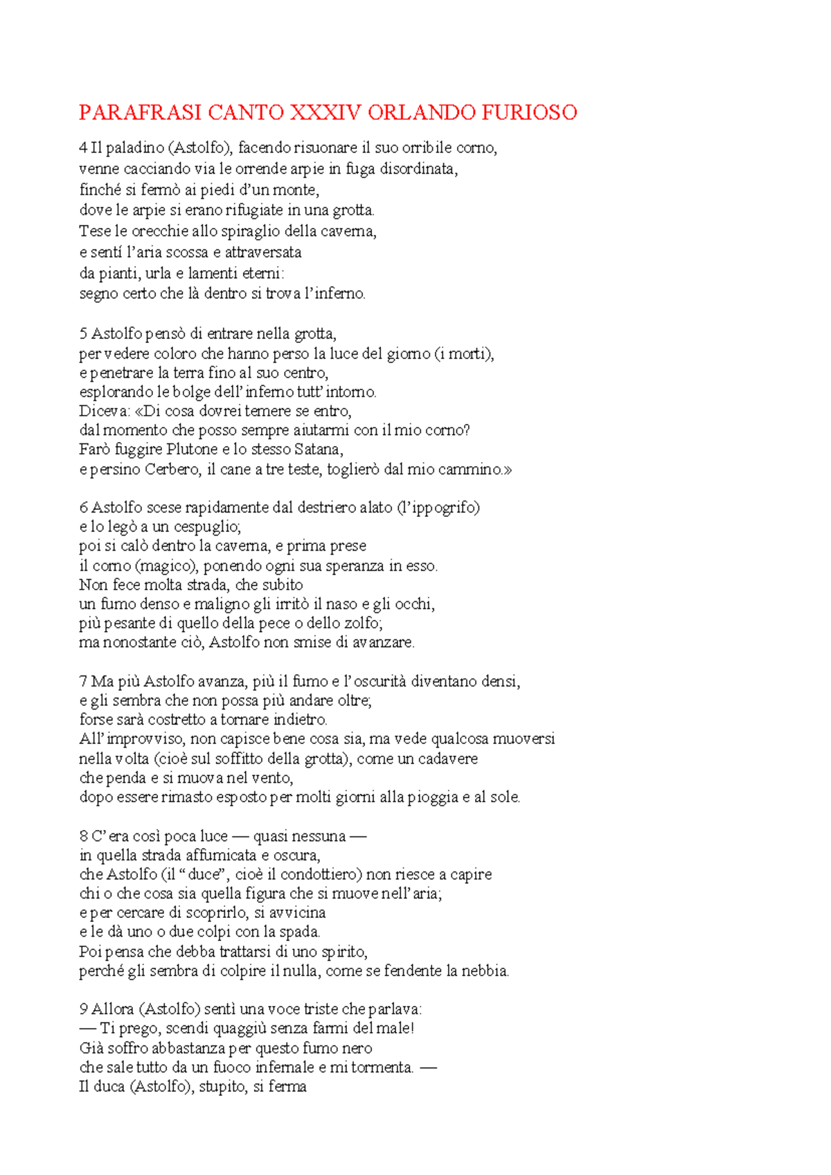 Parafrasi Canto XXXIV Orlando Furioso: Astolfo e il suo Viaggio nel ...