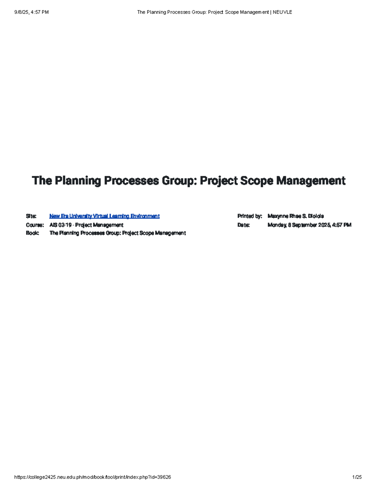 AIS Project Management: Project Scope Management Overview - Studocu
