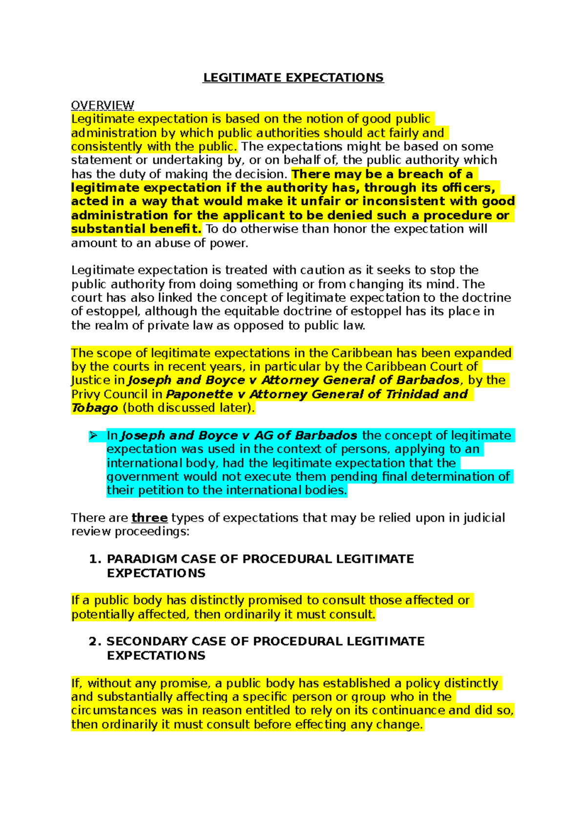 WB 3 - Understanding Legitimate Expectations in Public Law - Studocu