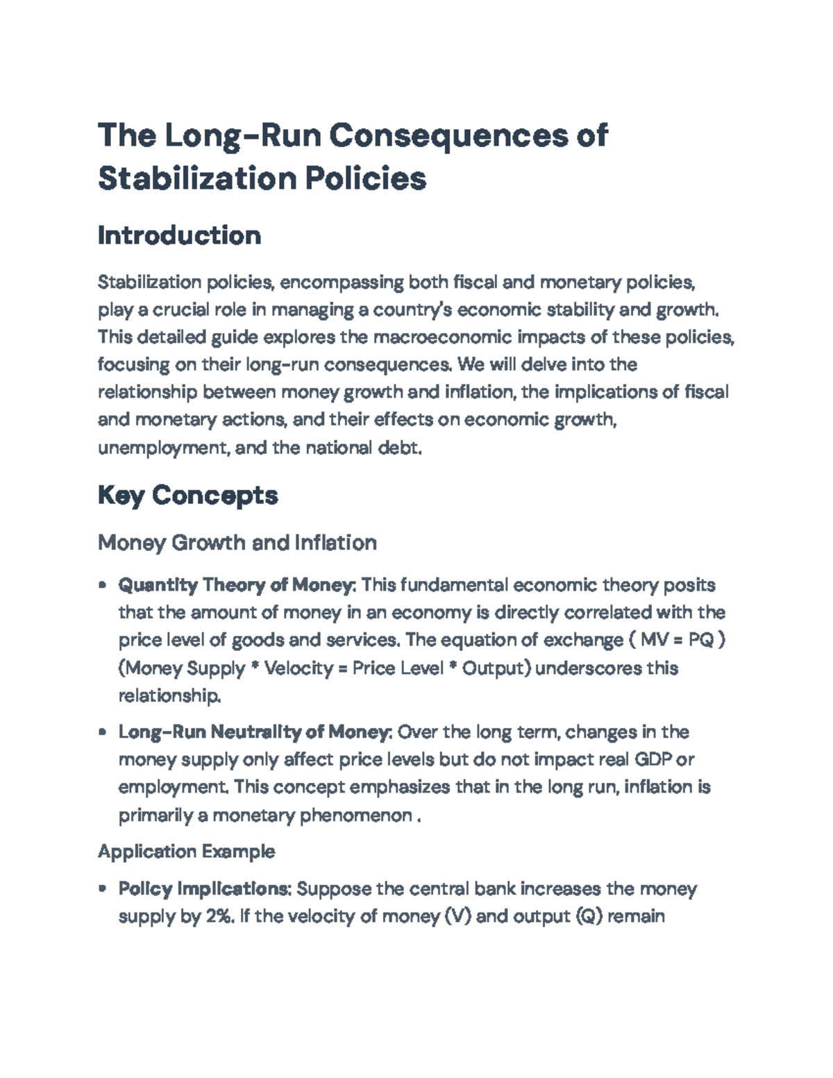 Long-Run Impacts of Stabilization Policies on Economic Growth (ECO 101 ...