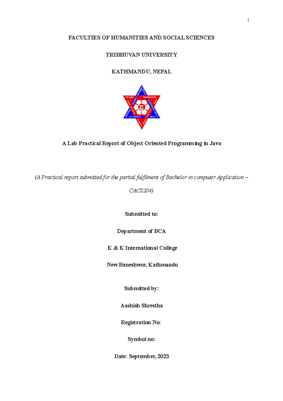 CACS204 - Lab Report on Object Oriented Programming in Java - Studocu