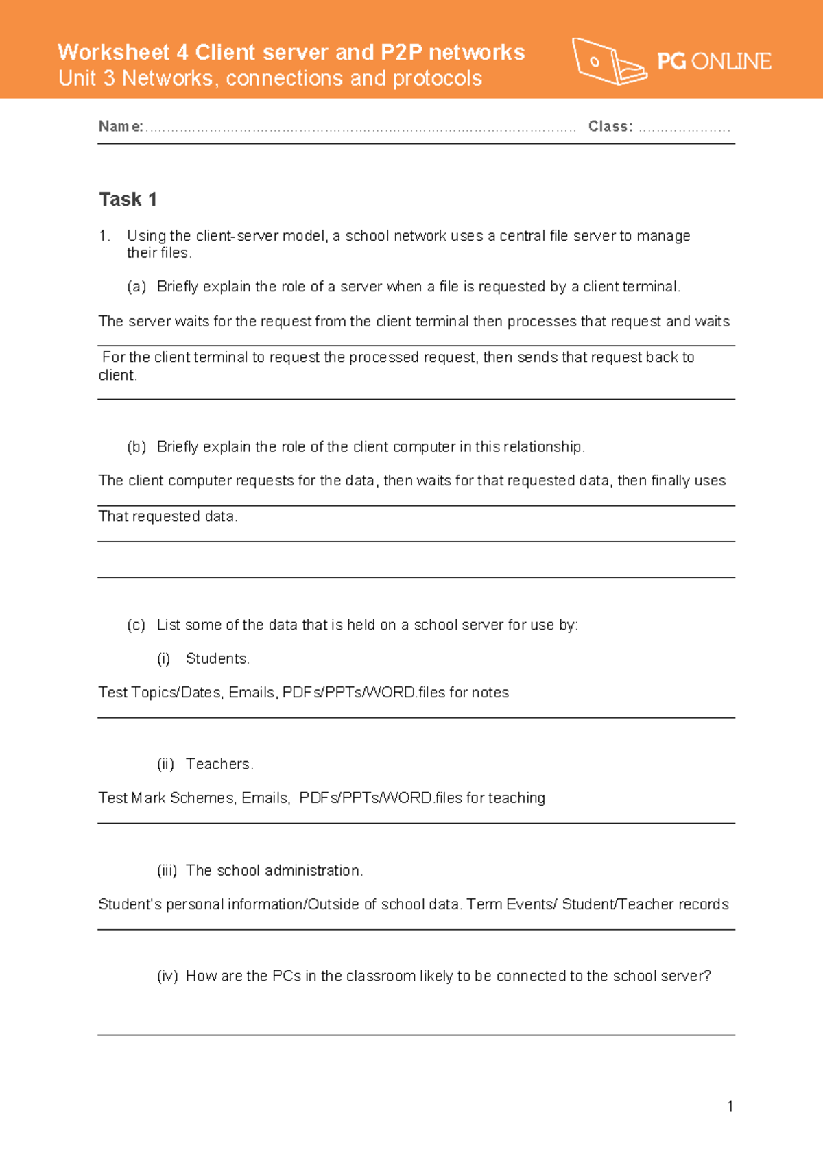 T4 Worksheet 4 Networks - Unit 3 Networks, connections and protocols - Studocu