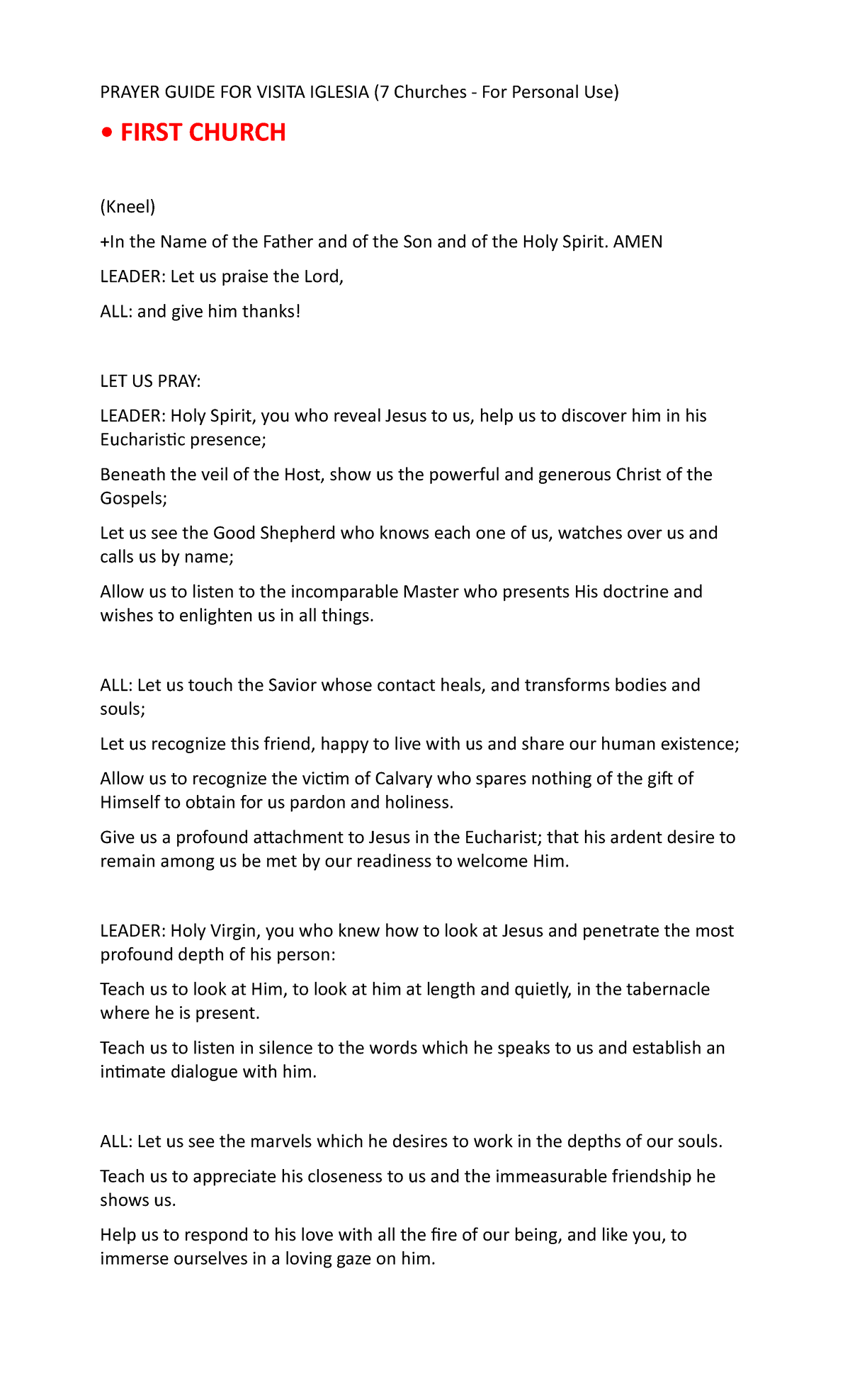 Prayer bisita iglesia - dsadsad - PRAYER GUIDE FOR VISITA IGLESIA (7 ...