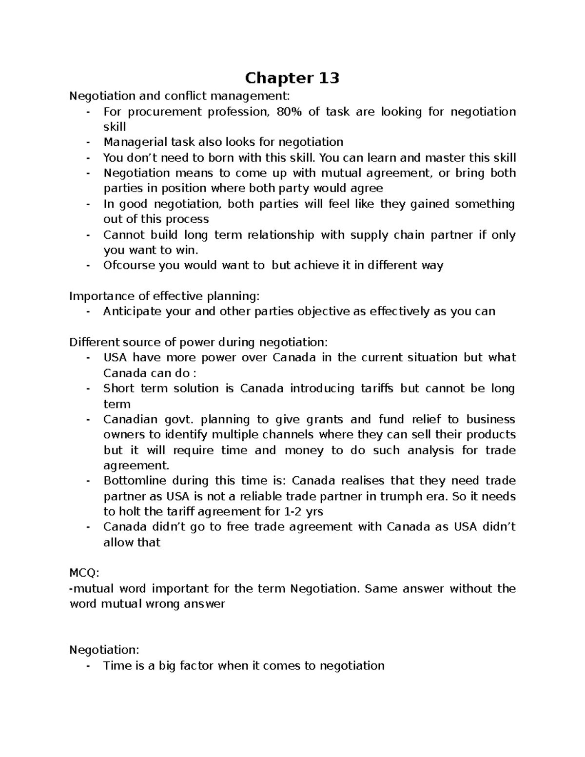 Chapter 13: Negotiation & Conflict Management in Procurement - Studocu