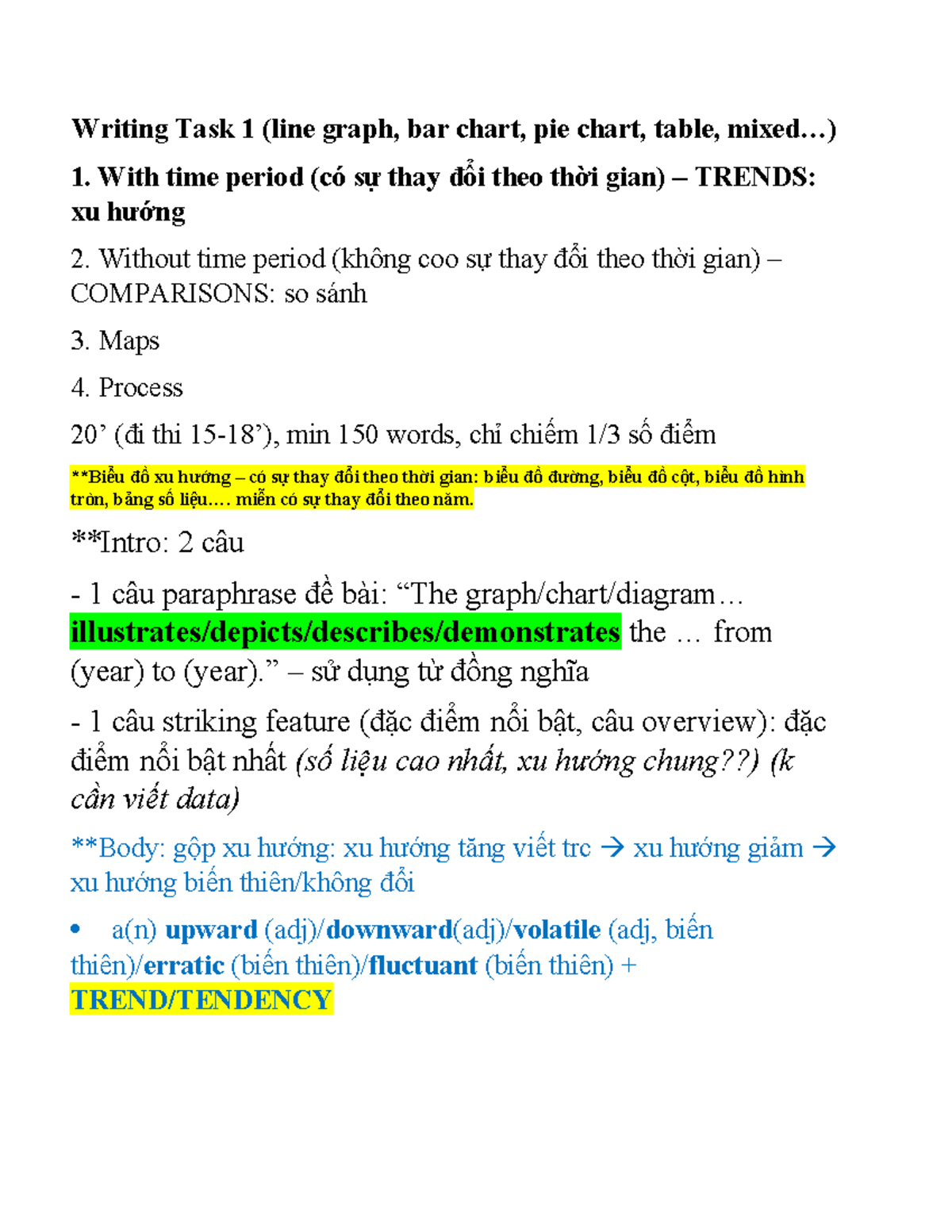 IELTS Writing Task 1: Trends and Key Structures for Line Graphs - Studocu