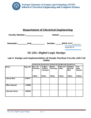 DLD NUST - Course Outline - School of Electrical Engineering and ...