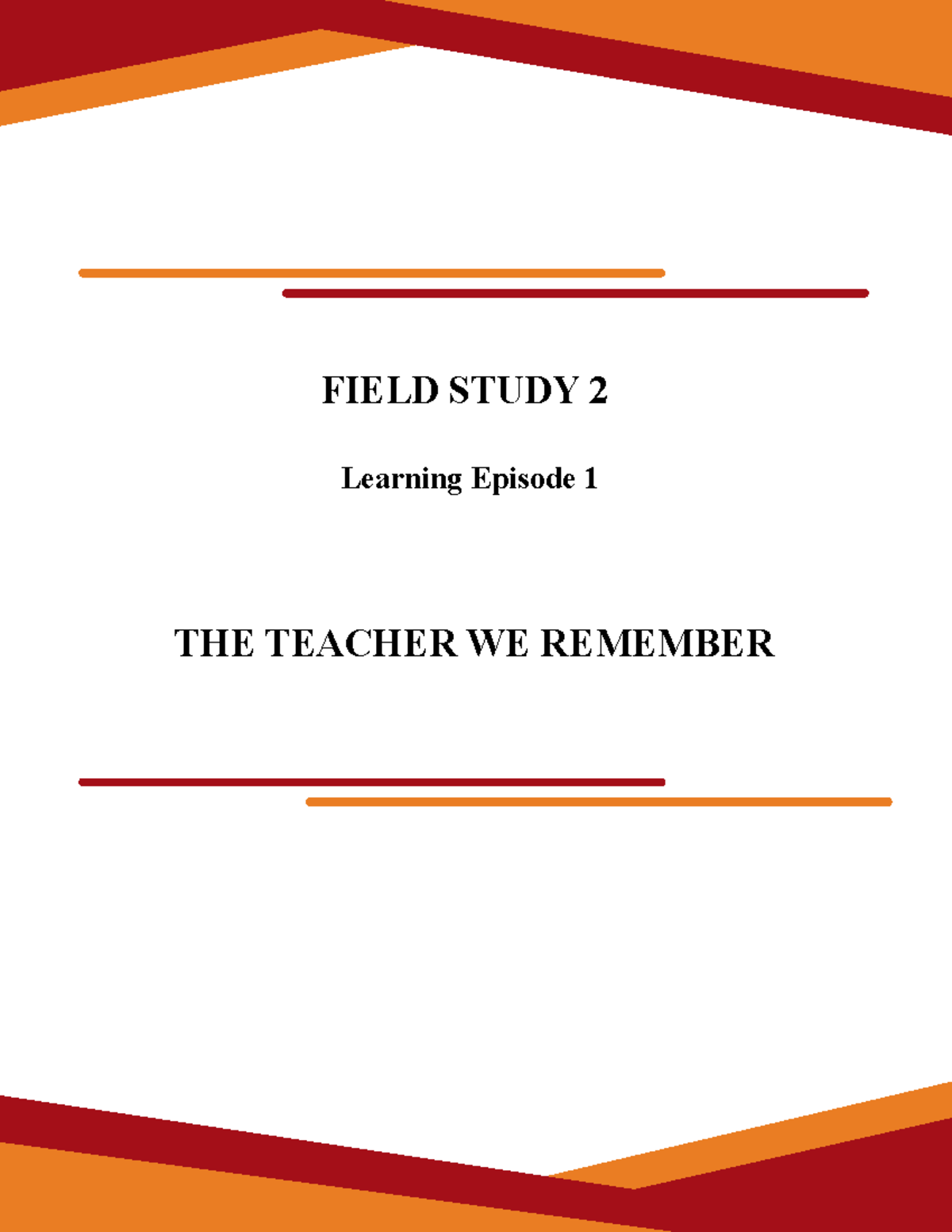 FIELD STUDY 2: Learning Episodes on Teacher Competencies and Action ...