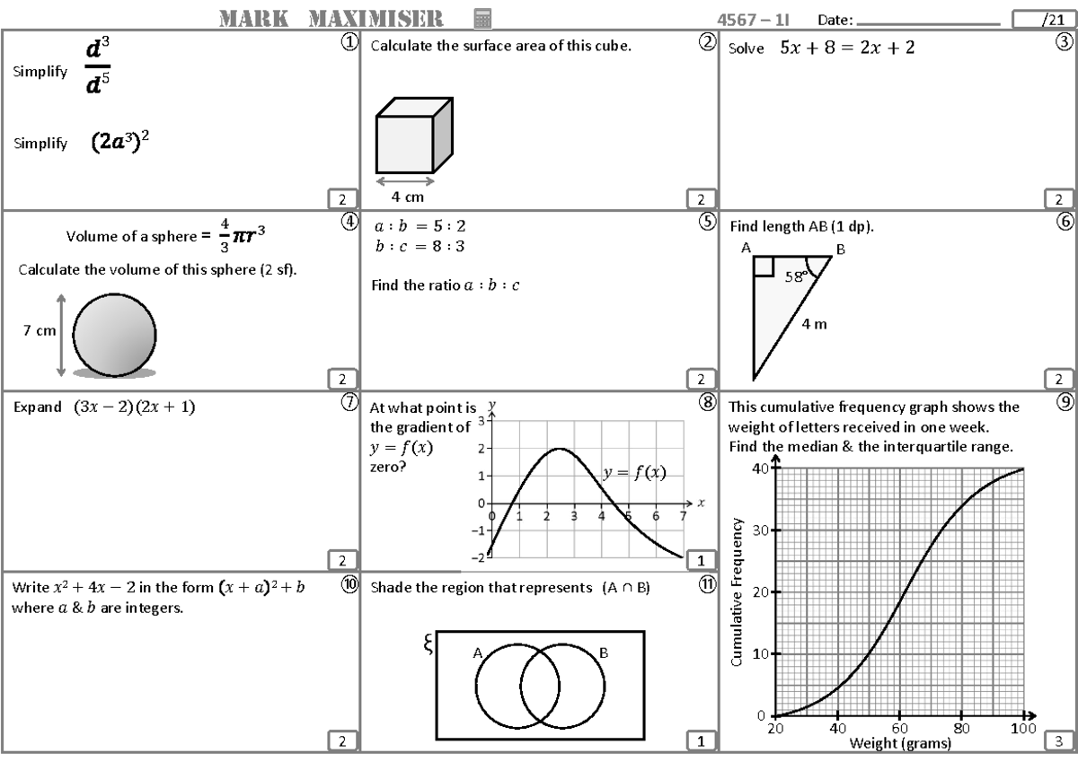 4567-1I-A4 - ① 2 ② ③ ④ ⑤ ⑥ ⑦ ⑧ ⑨ ⑩ ⑪ 2 2 2 2 2 2 1 2 1 3 MARK MAXIMISER ...