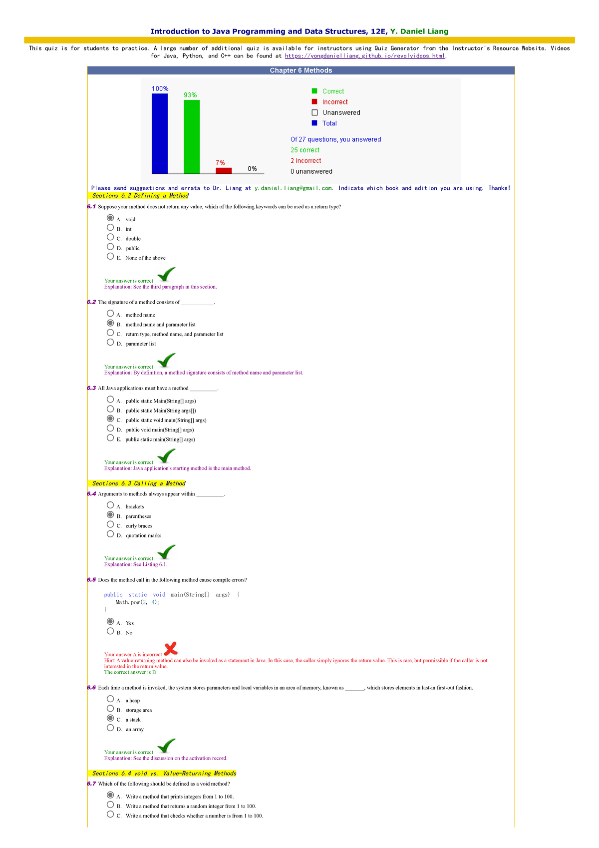 Quiz on Chapter 6: Methods in Java Programming (CS101) - Studocu