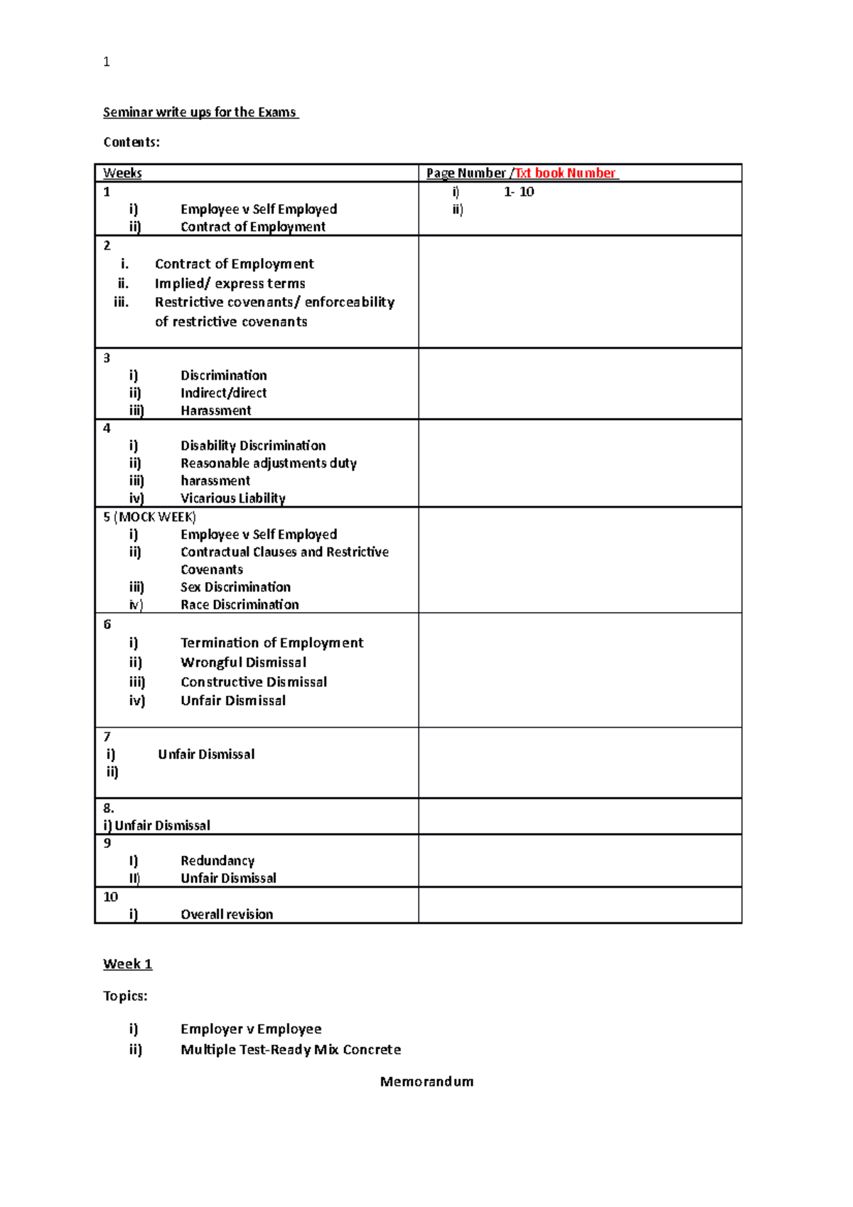 Revision write up for the exam - Seminar write ups for the Exams ...