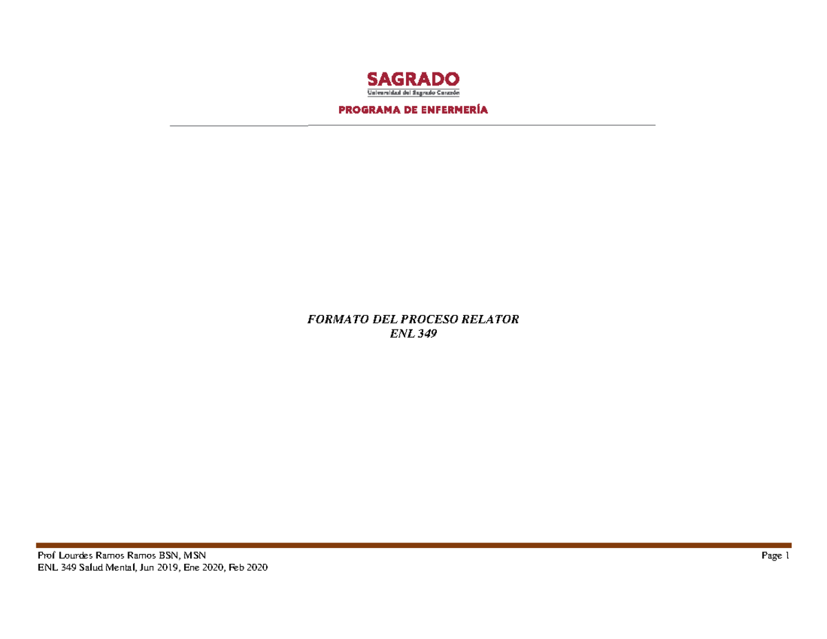 Formato DEL Proceso Relator - Prof Lourdes Ramos Ramos BSN, MSN Page 1 ...