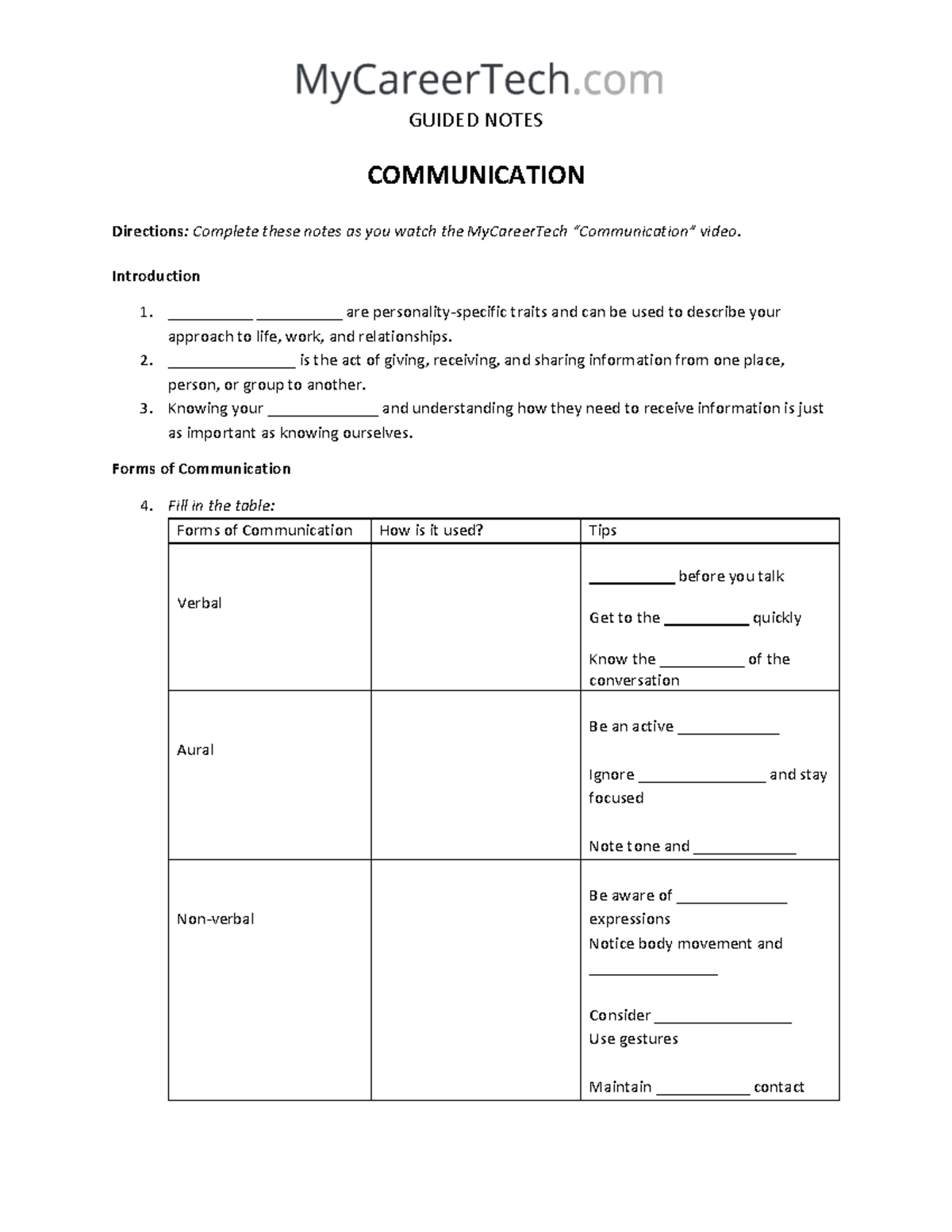 COMM 101: Guided Notes on Communication Techniques - Studocu