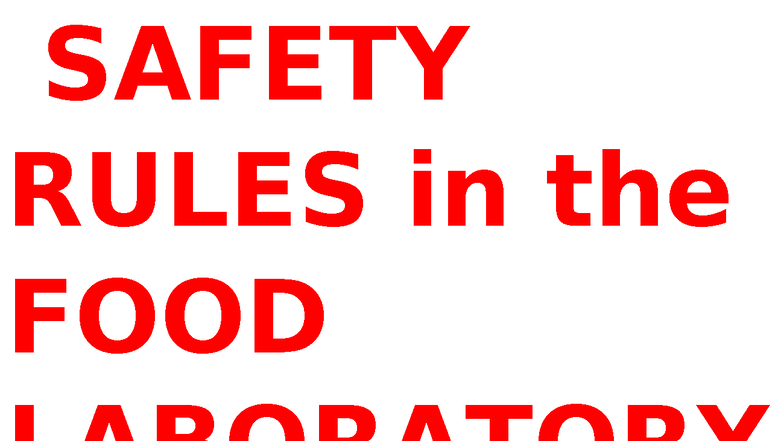 SHS Safety Rules for the Food Laboratory - Studocu