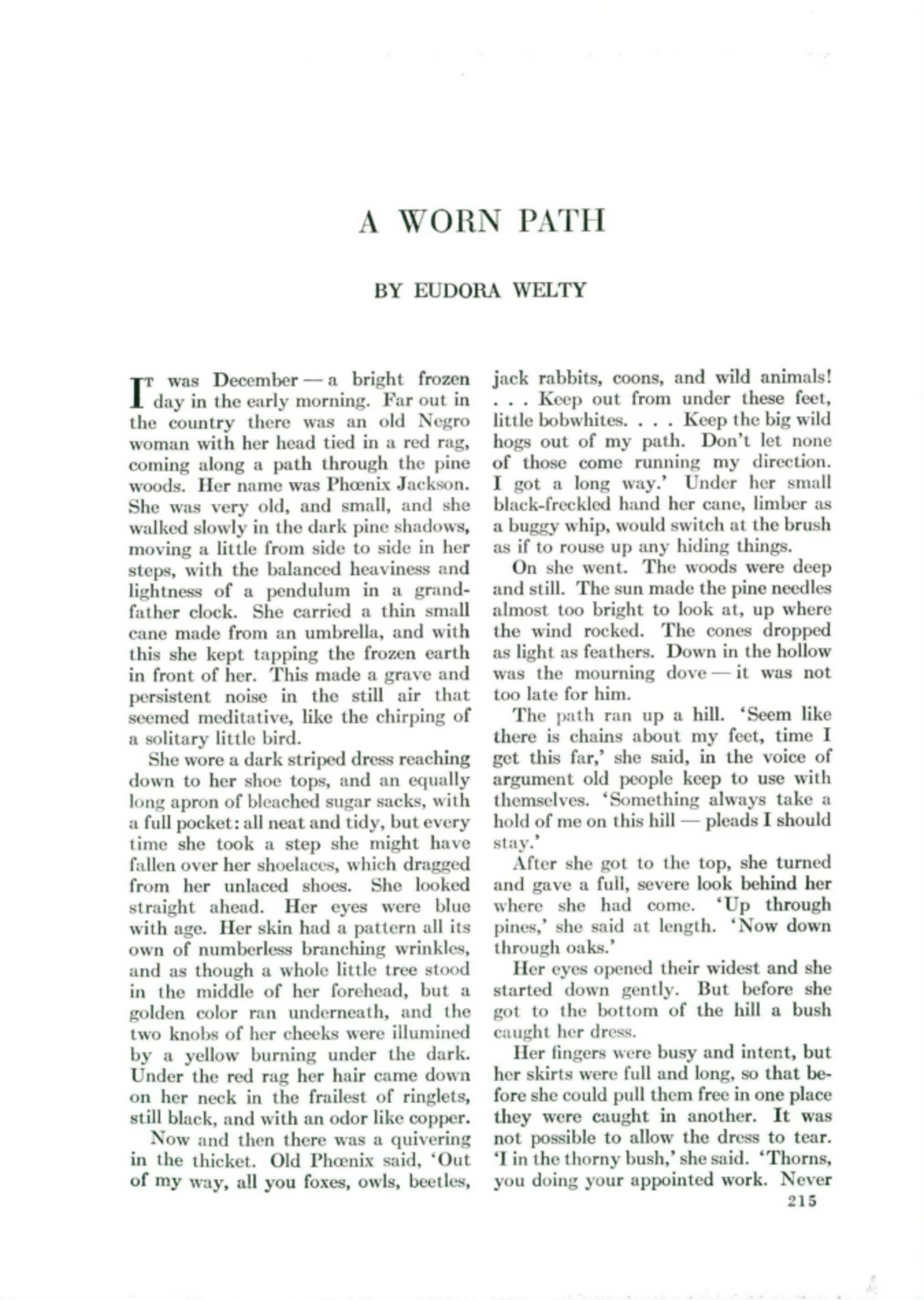 A WORN PATH Analysis - EUDORA WELTY's Narrative Journey - Studocu