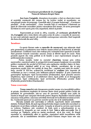 5. Caracterizare Zoe Trahanache (1884, comedie, 577 cuv - COMEDIE, GEN DRAMATIC, REALISM CLASIC ...