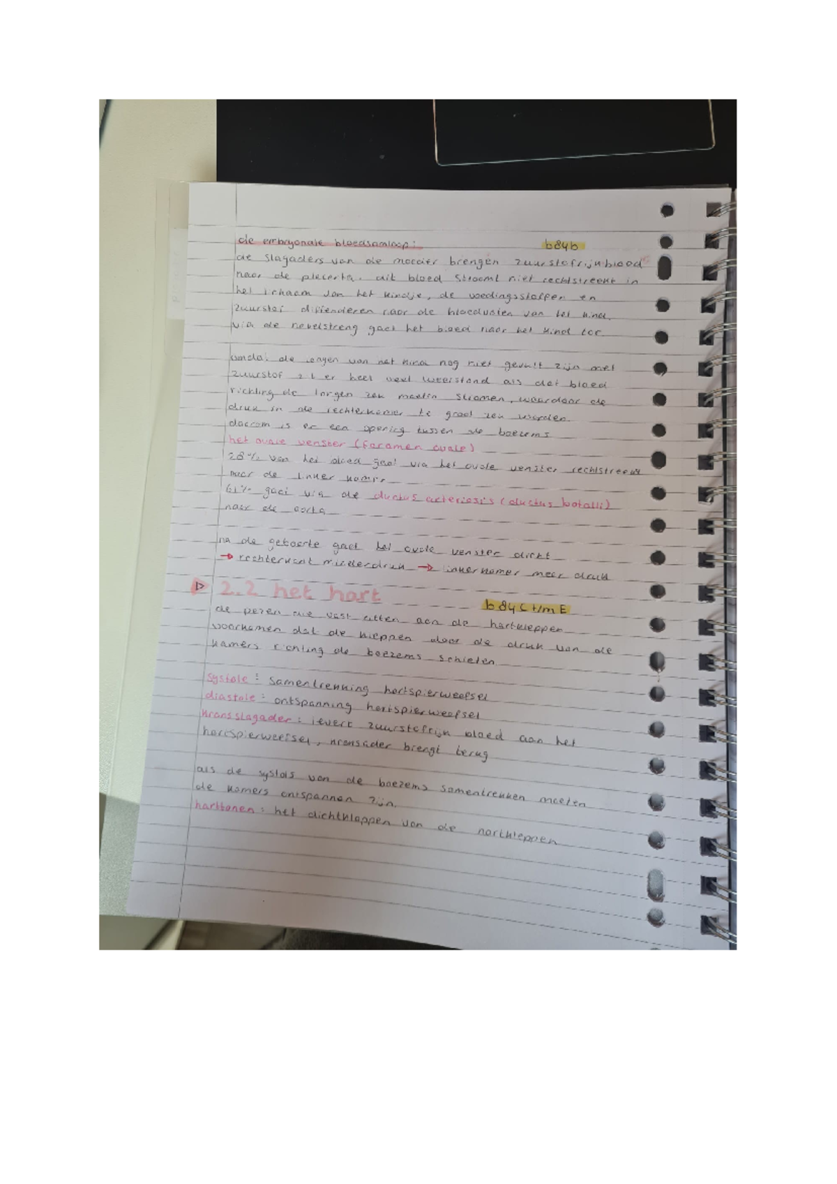 Biologie H2: Aantekeningen Over de Embryonale Bloedsomloop - Studeersnel