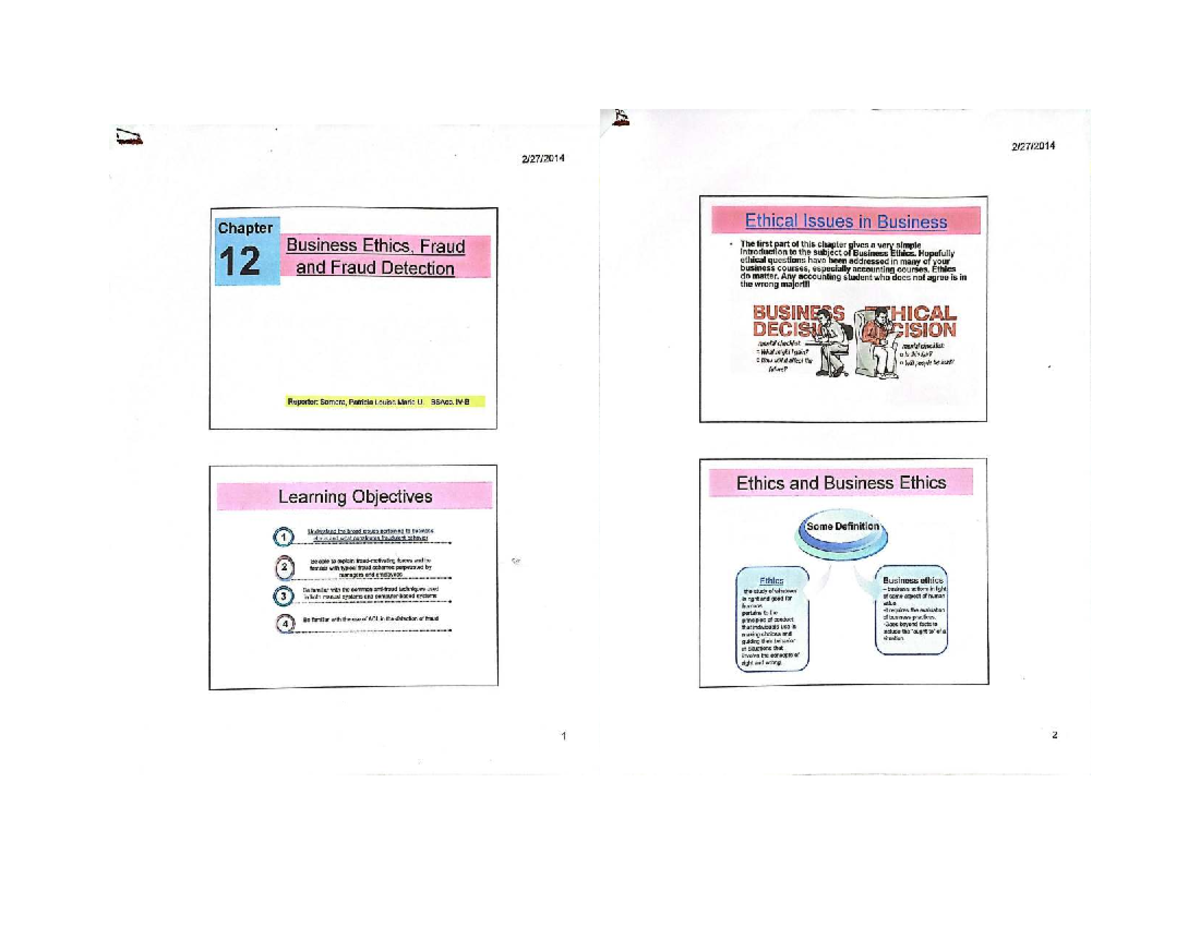 Business-Ethics 1 - from powerpoint - Chapter Ethical Issues in ...