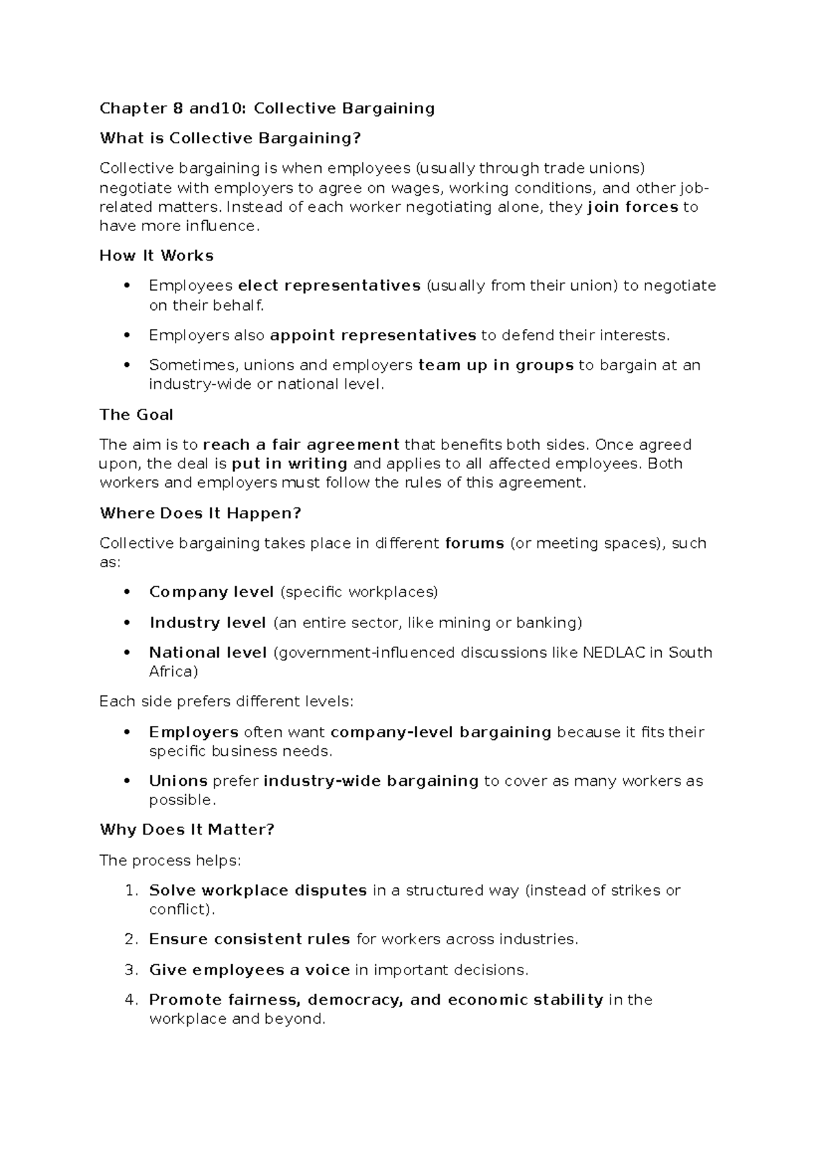 Chapter 8 & 10 Notes: Understanding Collective Bargaining Dynamics ...