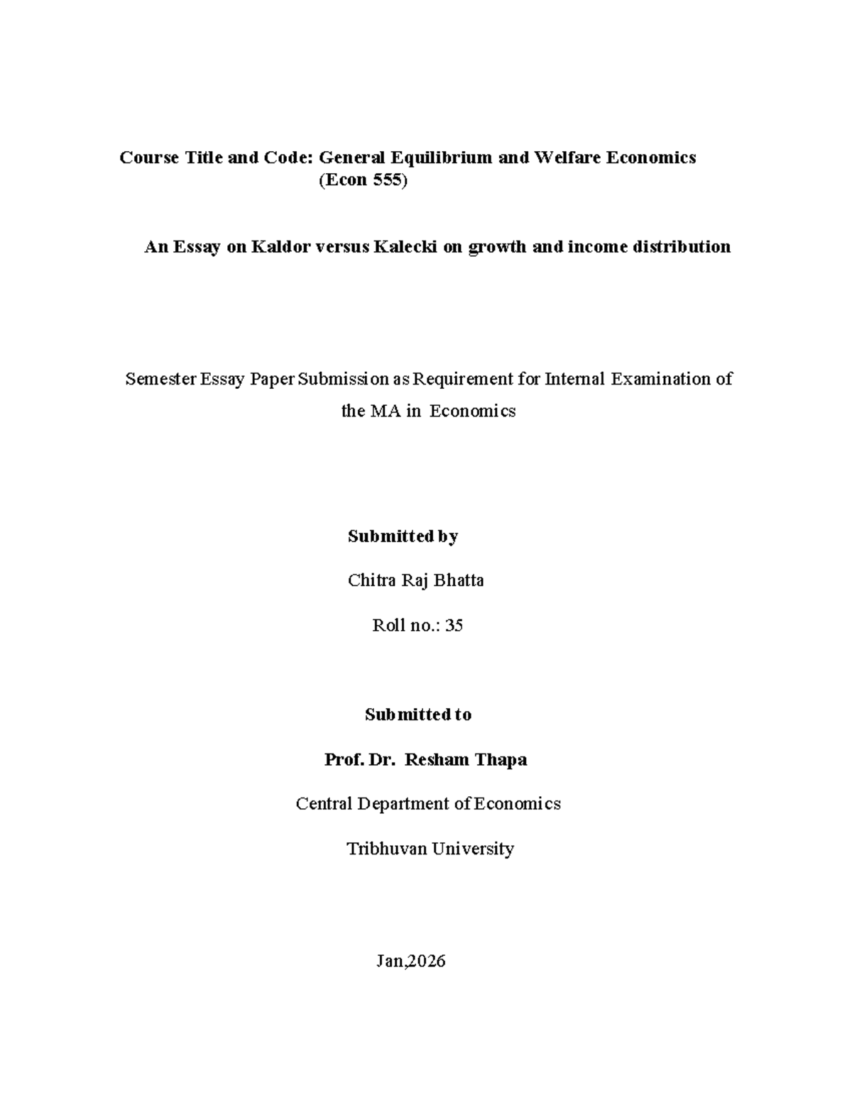 Econ MA Semester Essay: Kaldor vs. Kalecki on Growth & Income ...