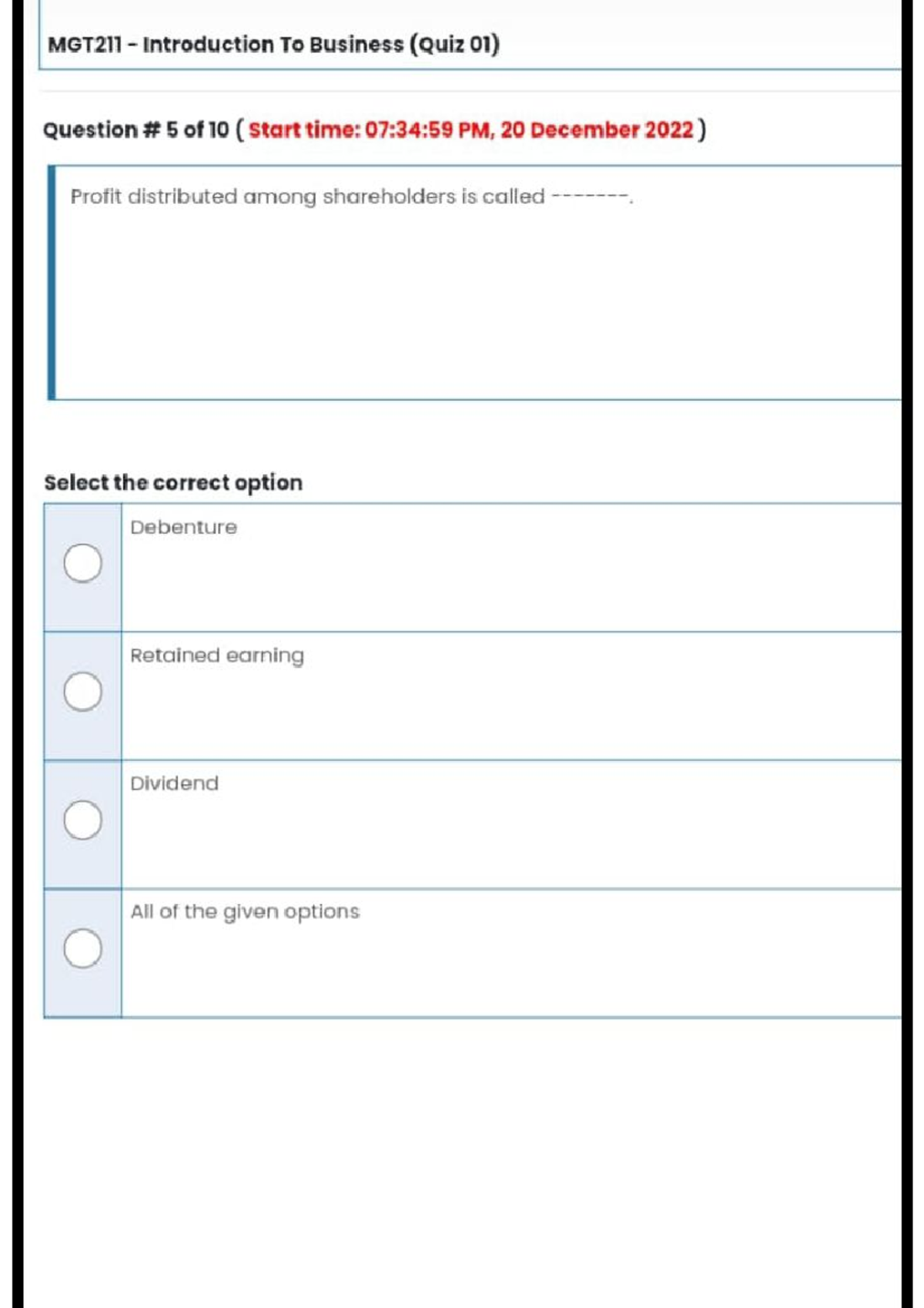 MGT211 Quiz1 by Tahir - Introduction to business - Studocu