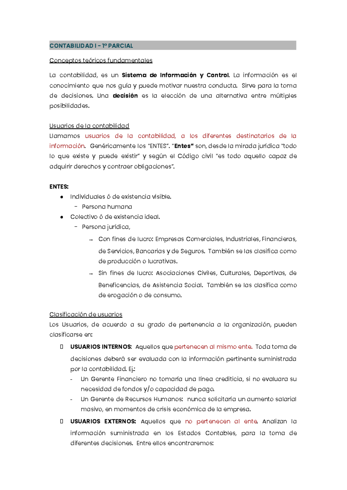 Contabilidad I: Conceptos Fundamentales para el 1° Parcial - Studocu