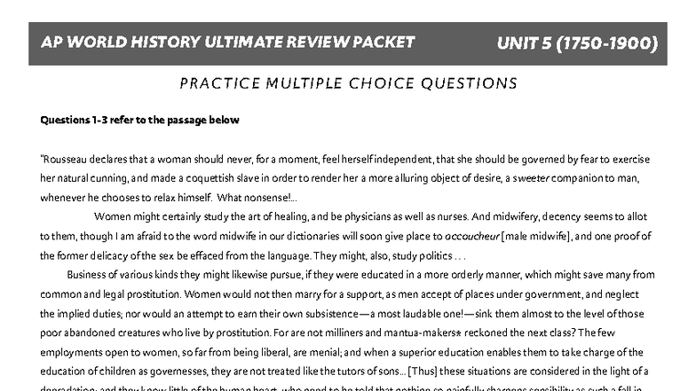 AP WORLD HISTORY ULTIMATE REVIEW PACKET: UNIT 5 MCQ PRACTICE - Studocu