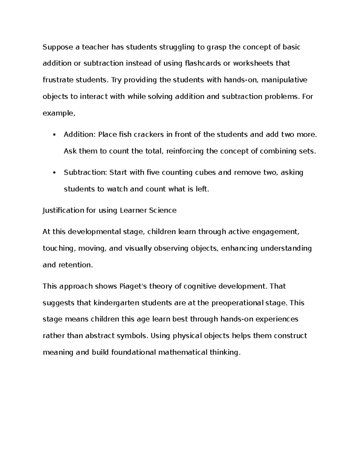 ENN1 Task 1: Enhancing Math Skills with Manipulative Objects - Studocu