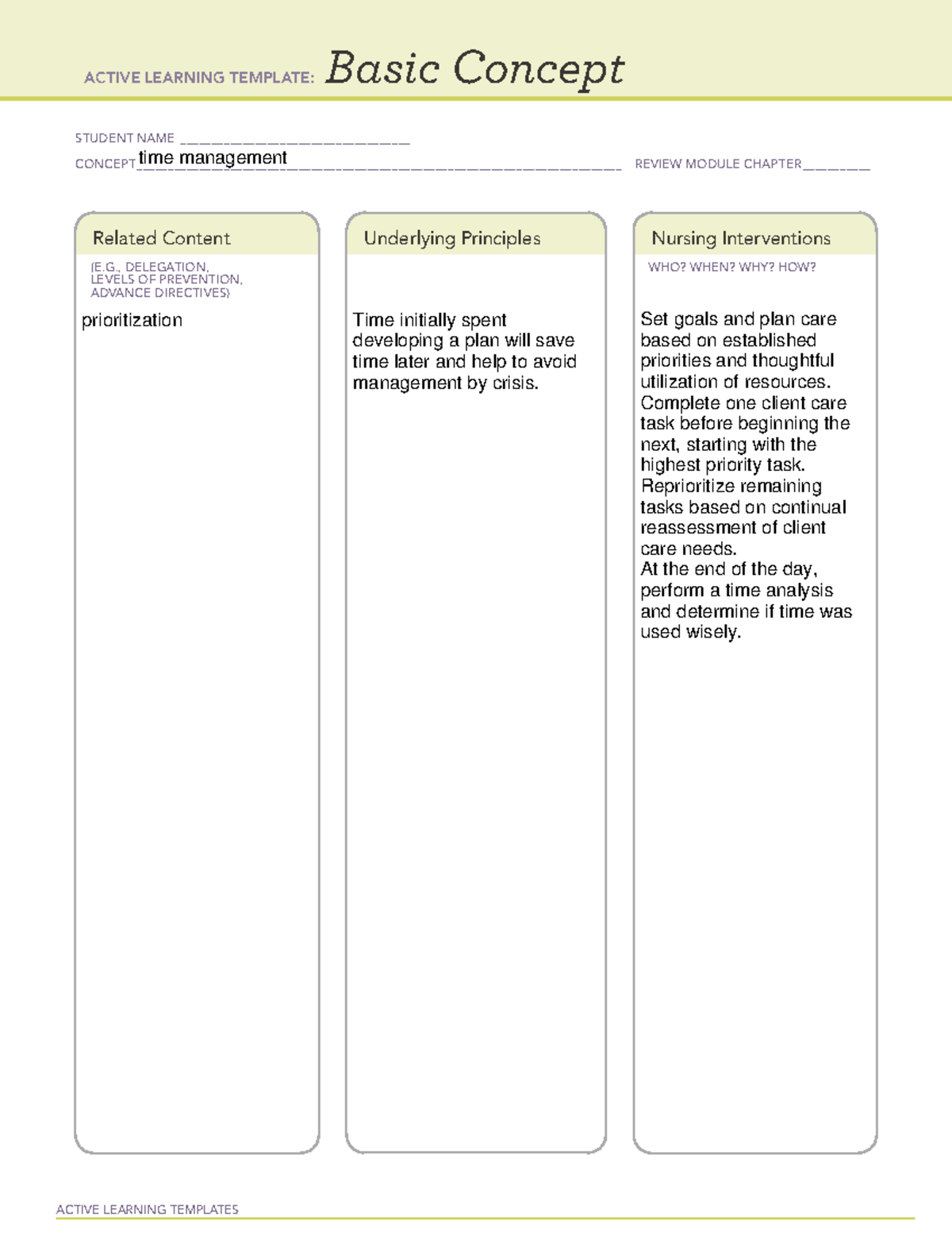 Active learning template: Basic concept in student management review module - Studocu