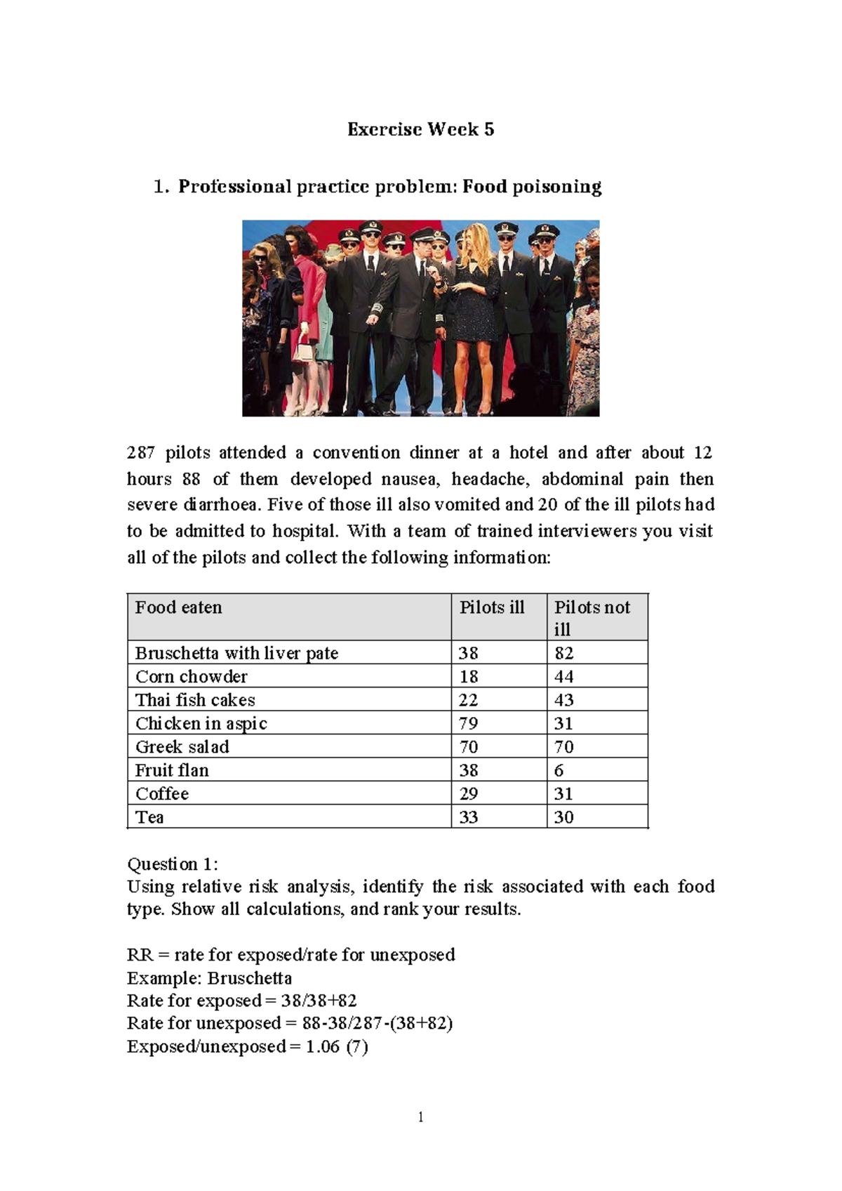 Exercise Week 5: Food Poisoning Analysis & DVT Study - Studocu