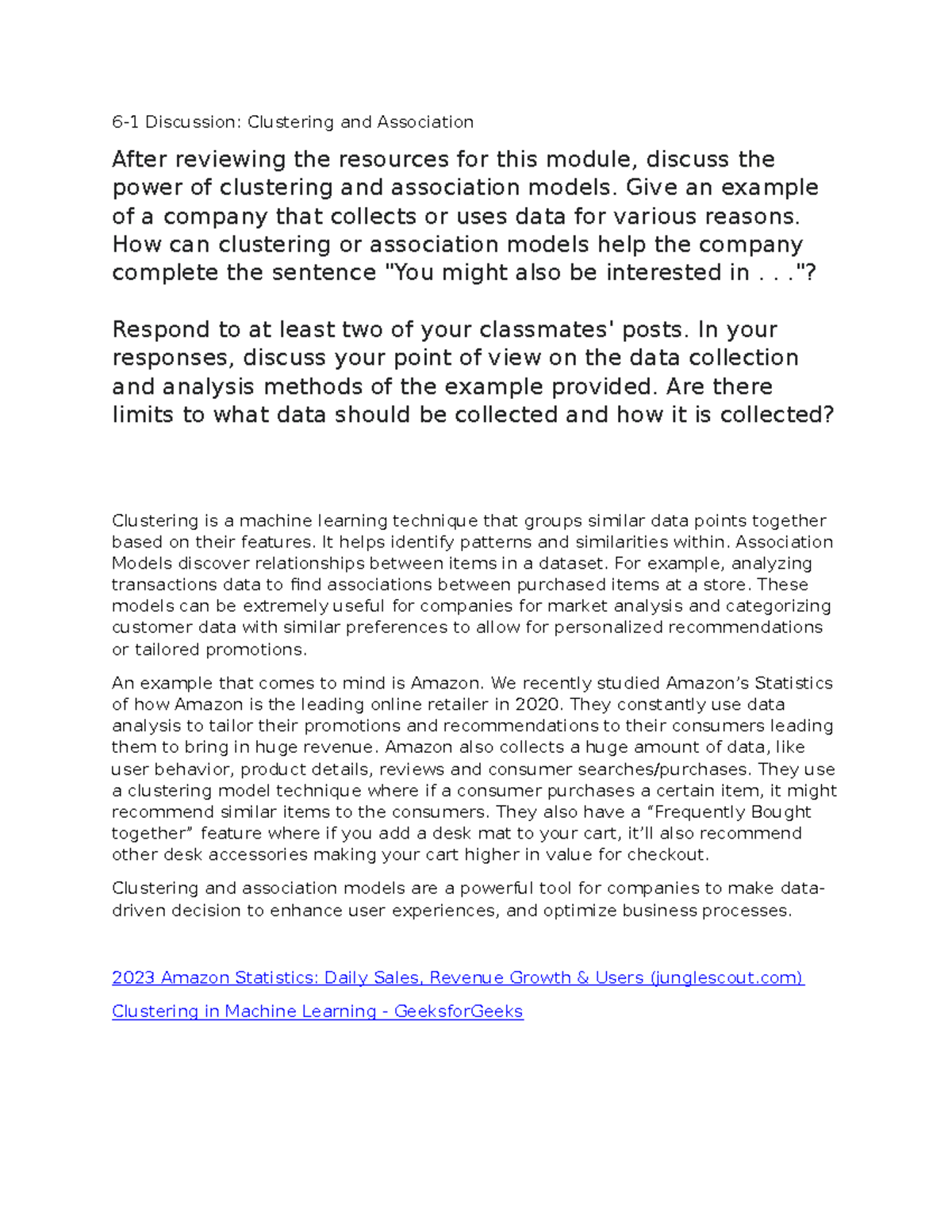 6-1 Clustering and Association Discussion: Insights & Applications ...