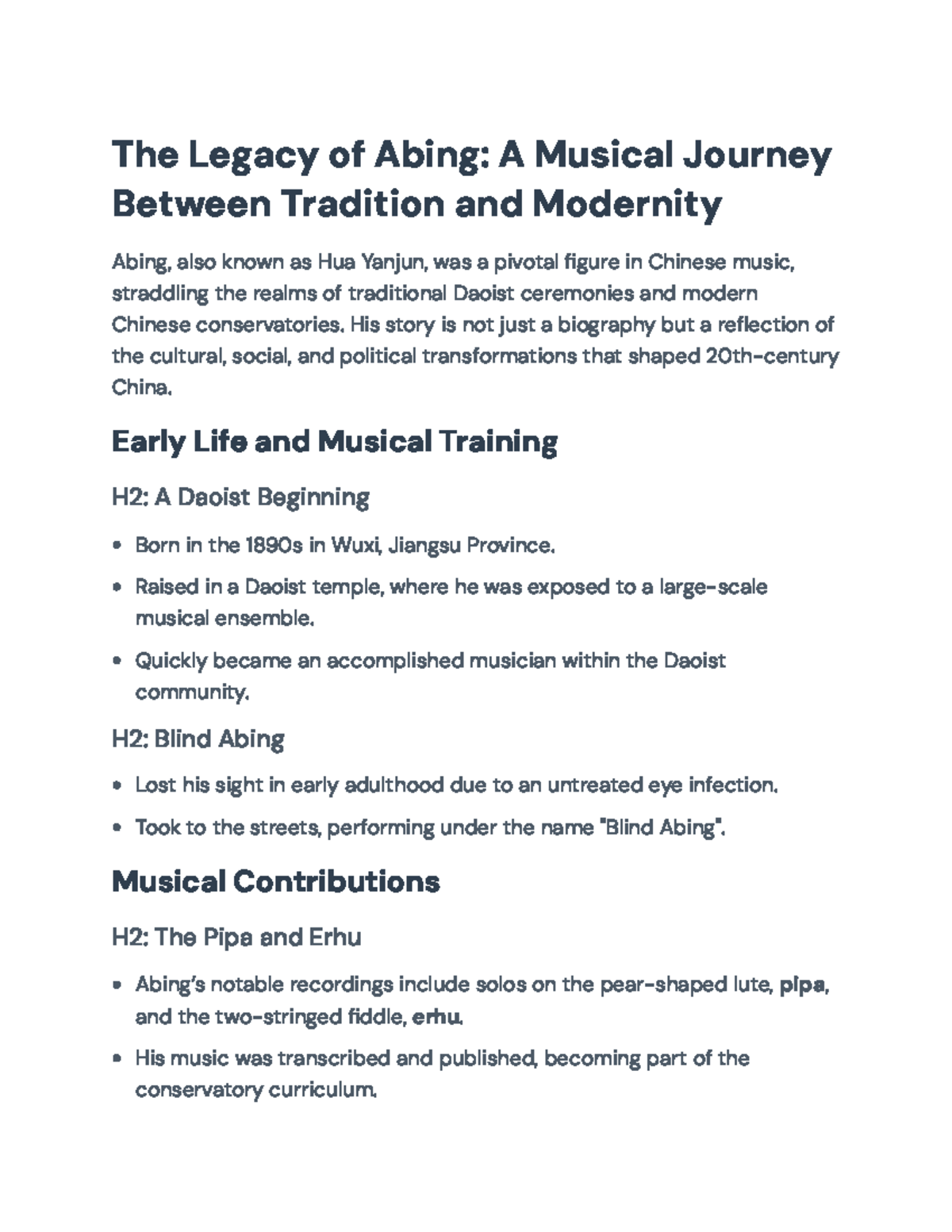 The Legacy of Abing: Cultural Transformations in Chinese Music - The ...