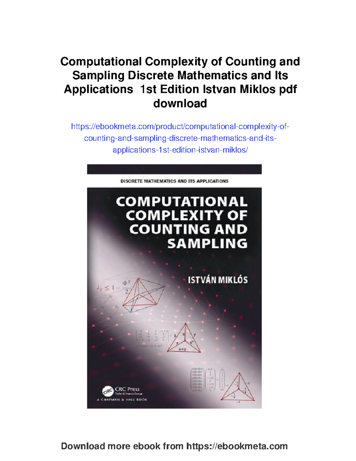 Computational Complexity of Counting & Sampling in Discrete Math - Studocu