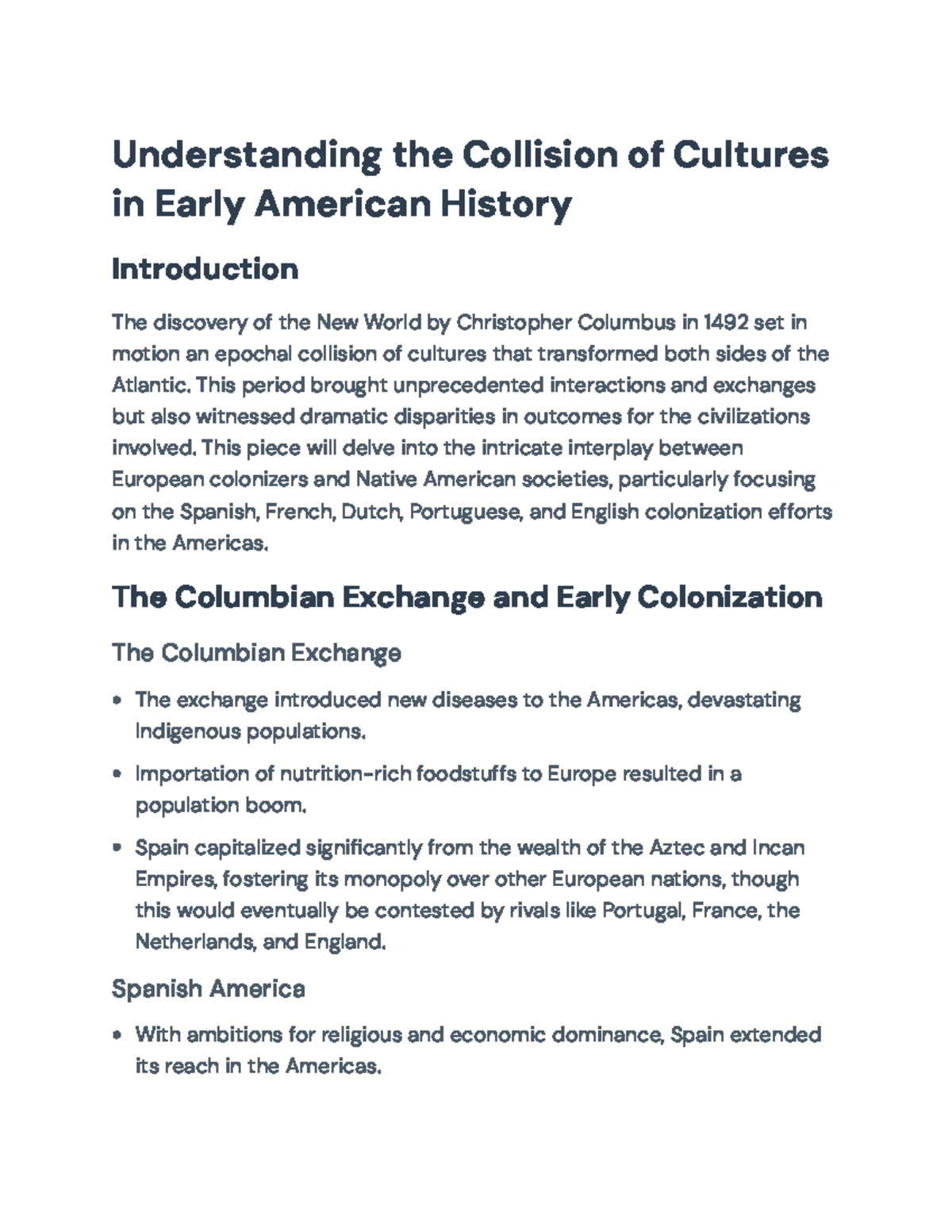 Understanding Cultural Collisions in Early American History (HIST 101 ...
