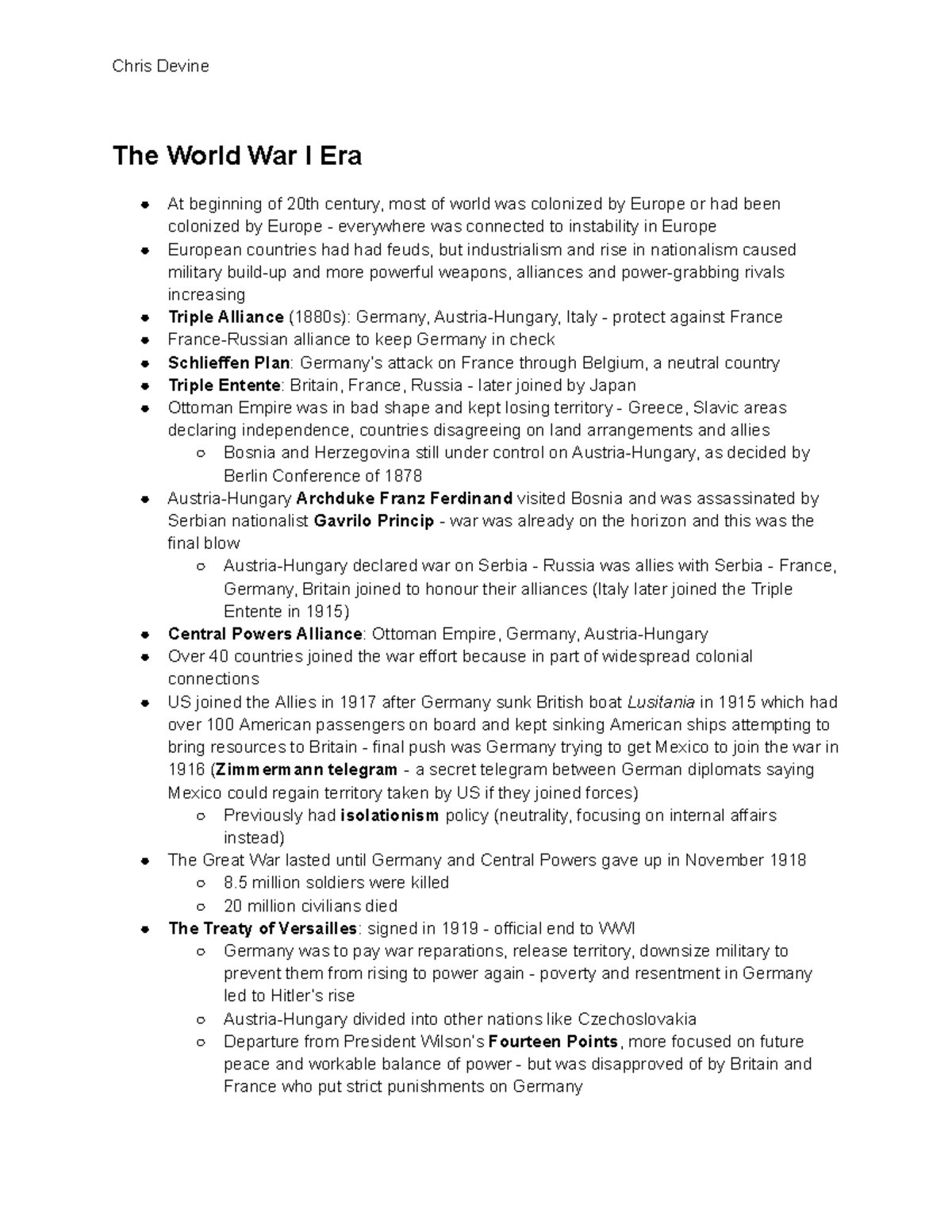 AP World History Cram Guide: Key Events from WWI to the Cold War - The ...