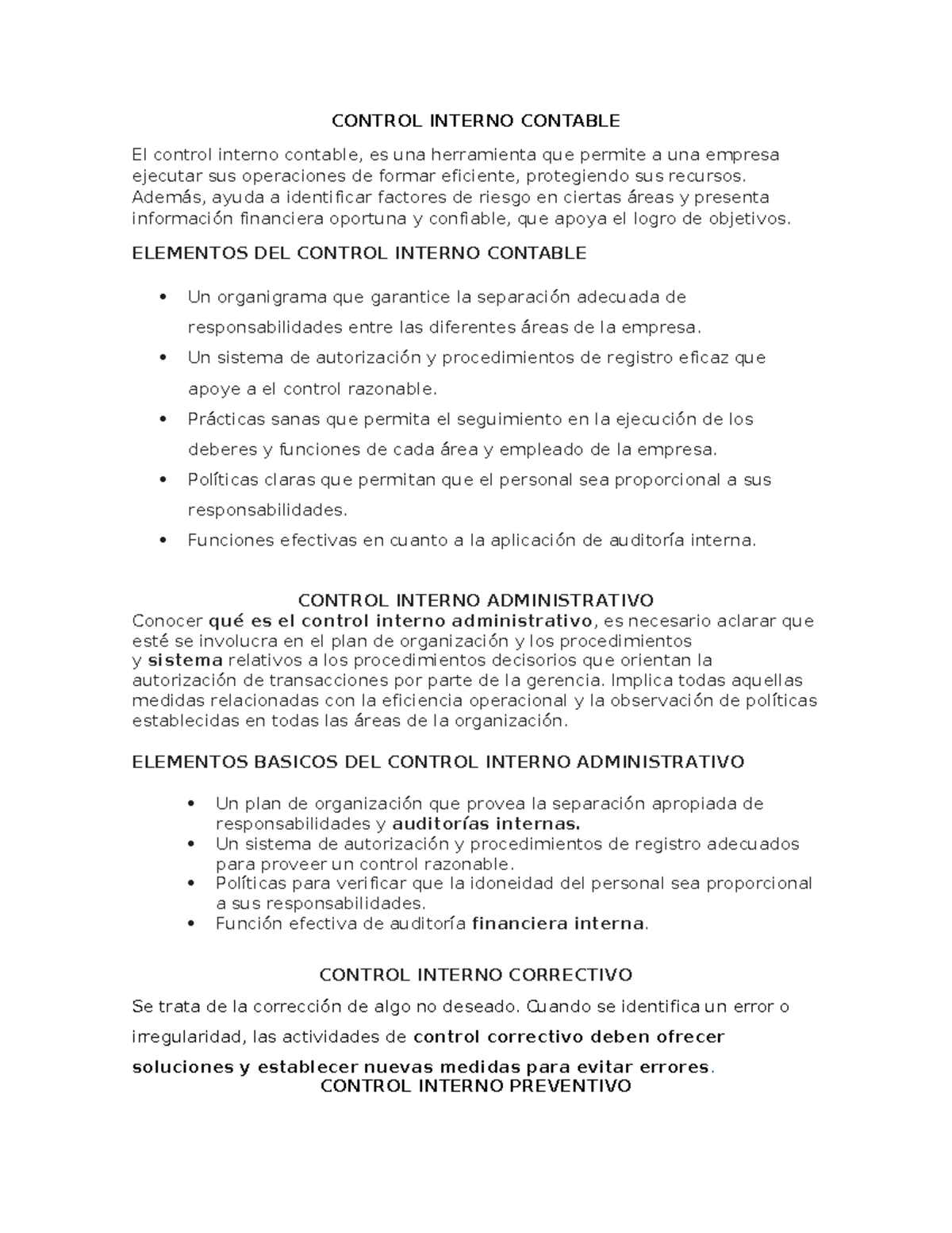 Control Interno Contable: Elementos y Funciones Esenciales - Studocu