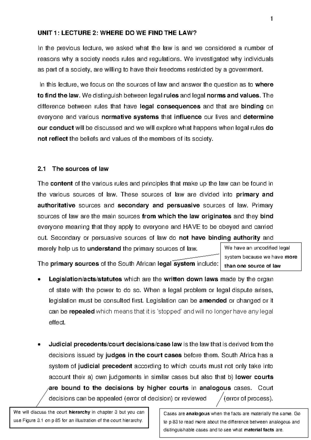 1.2 Lecture: Sources of Law, Norms, and Values Explained (3) - Studocu