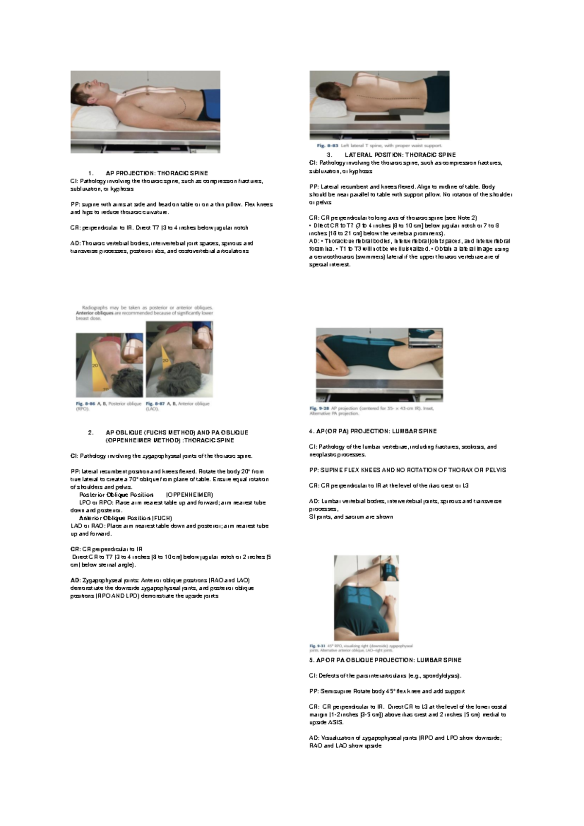 AP & Lateral Projections of Thoracic & Lumbar Spine: Positioning Guide ...
